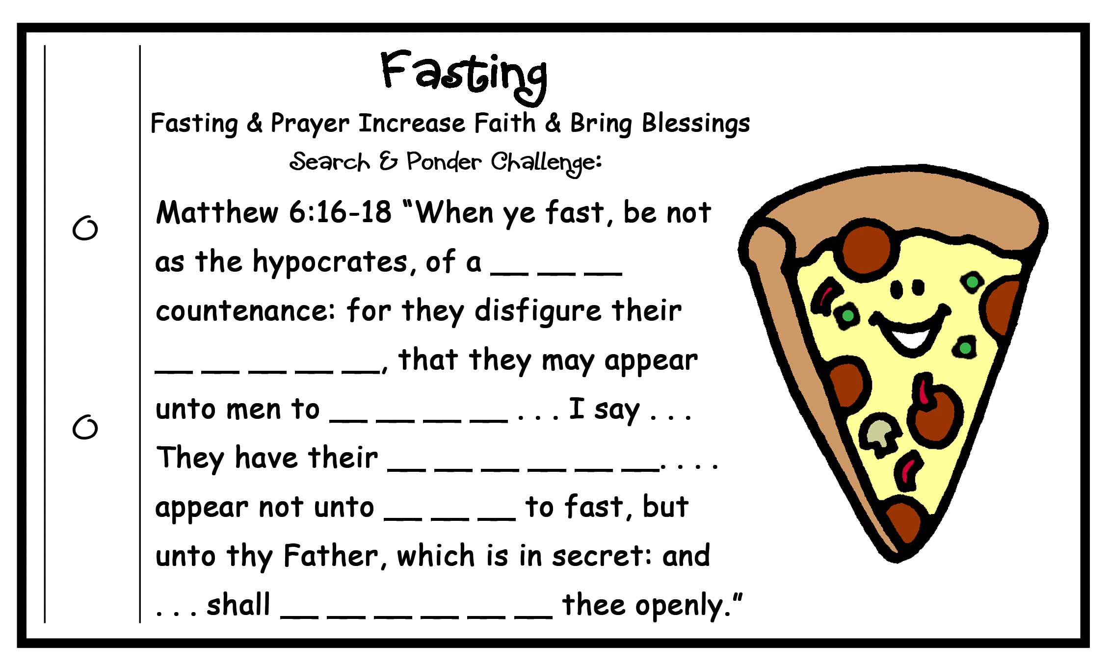 FASTING Activity: Fasting and Prayer Blessings (pizza puzzle) for COME ...