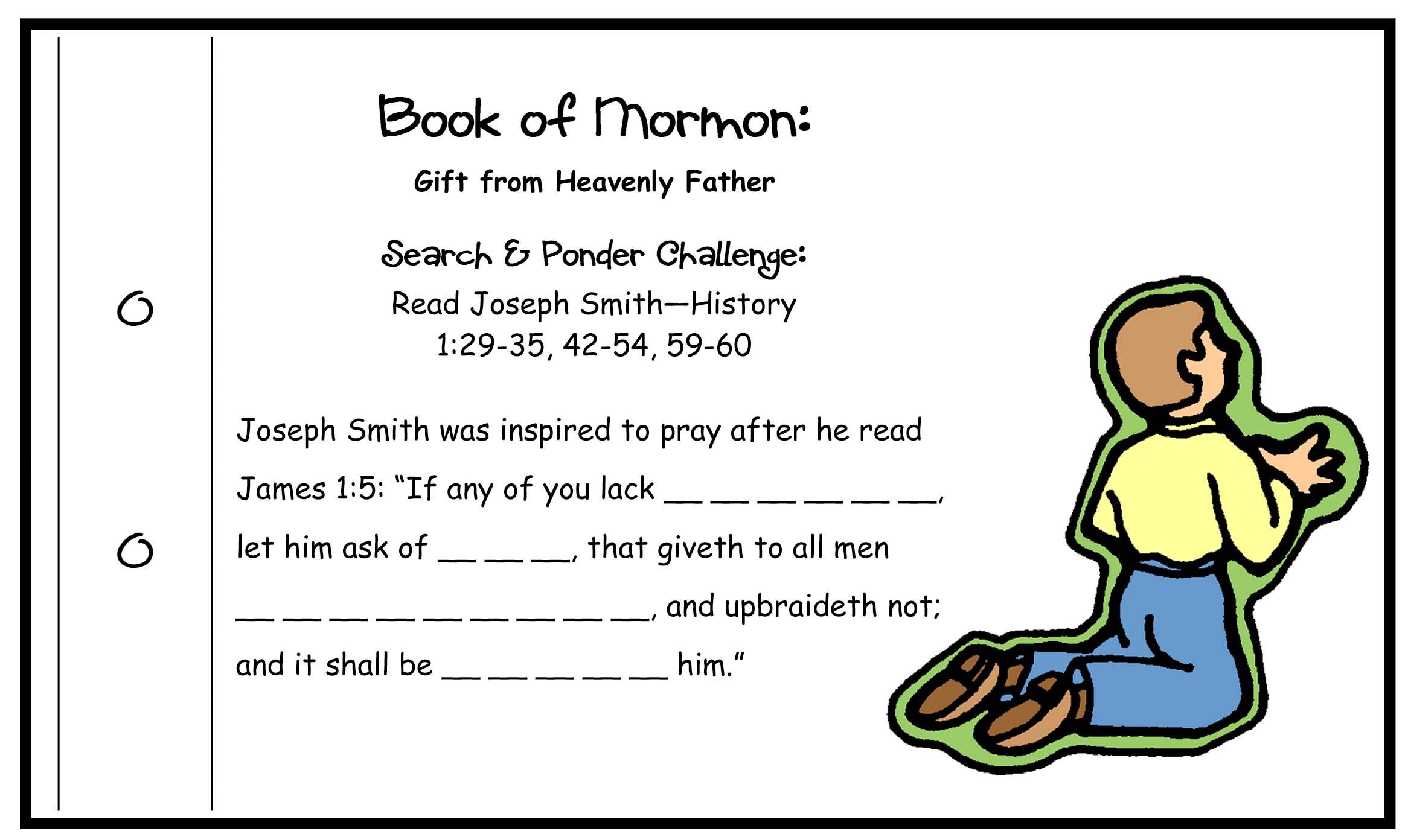 BOOK OF MORMON Activity: Challenge Chart with Moroni and Joseph Smith ...