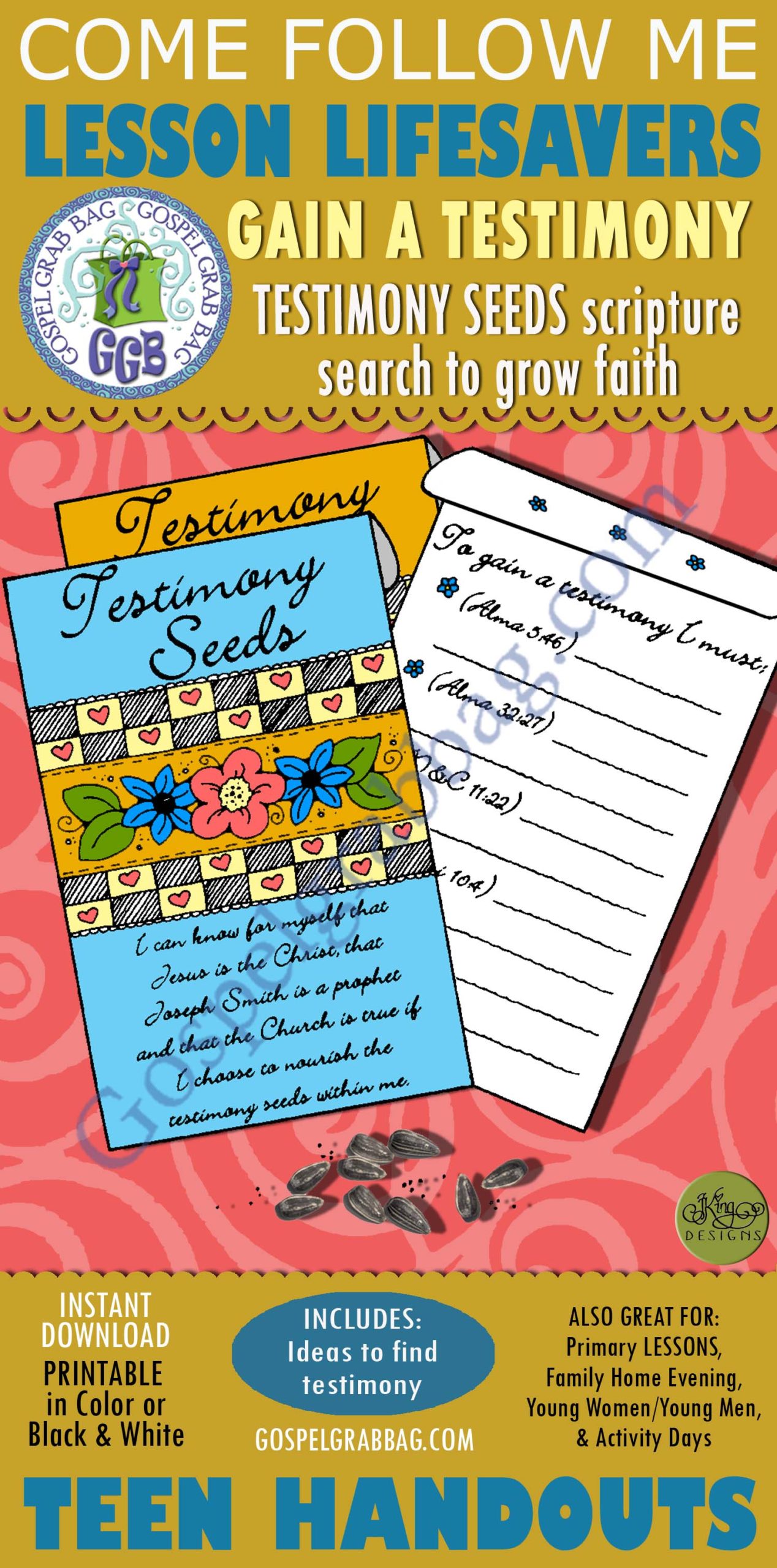 TESTIMONY: LDS Lesson Activity - Testimony Seeds packet with clues ...