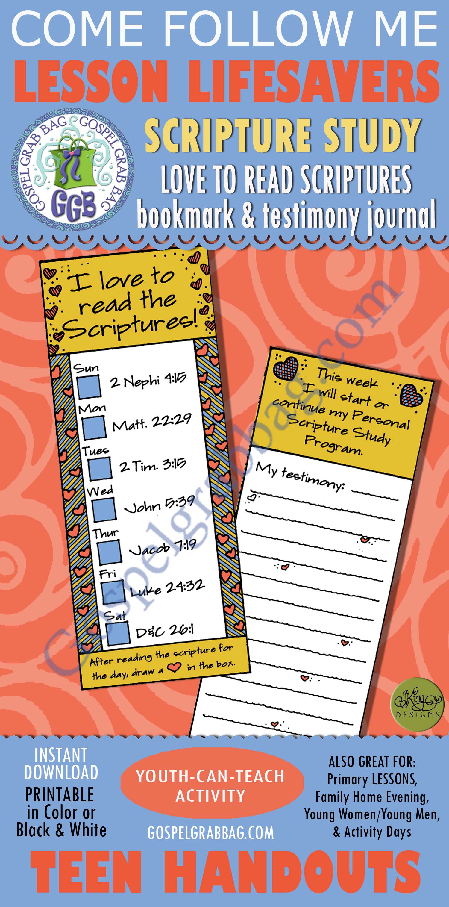 SCRIPTURES: LDS Lesson Activity: I Love to Read the Scriptures bookmark ...