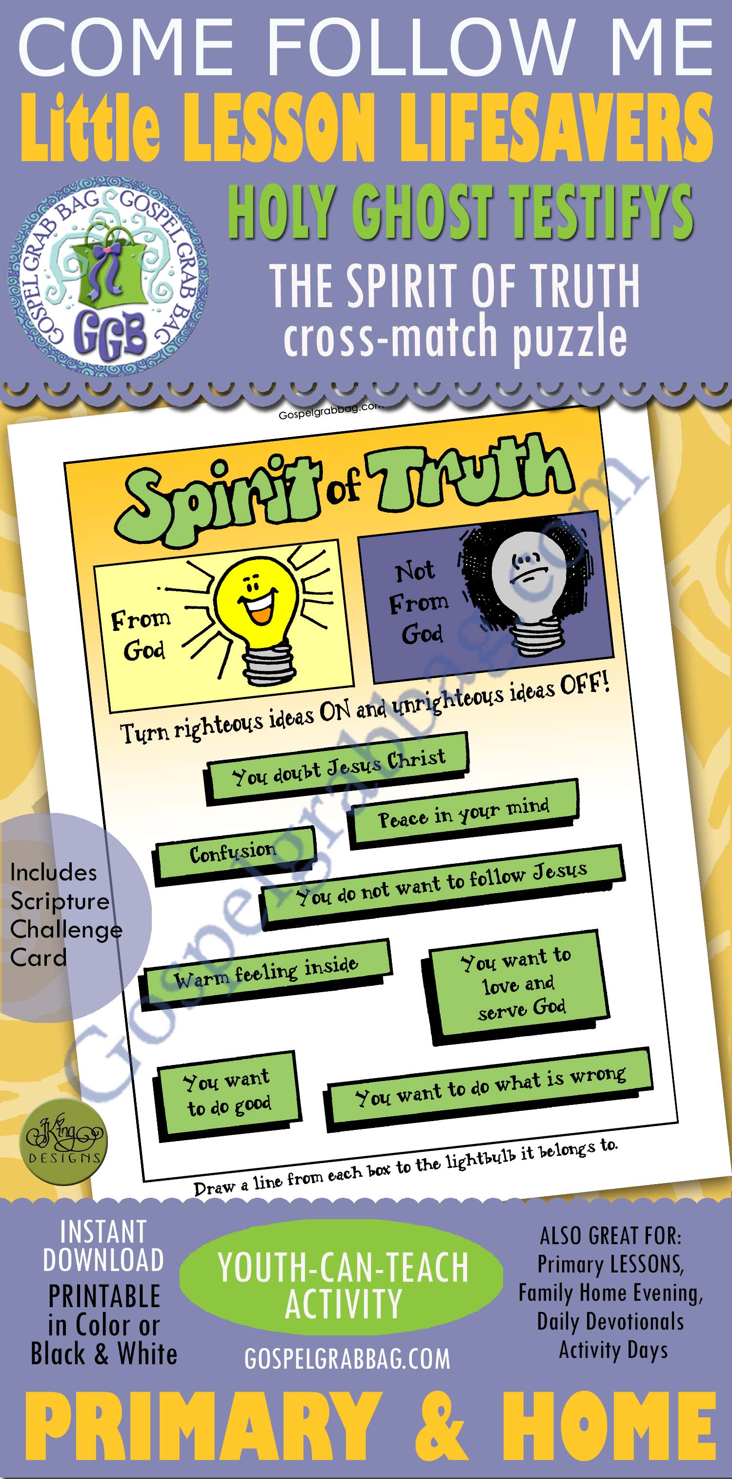 HOLY GHOST - TRUTH Activity: Spirit of Truth (crossmatch puzzle) - Come ...