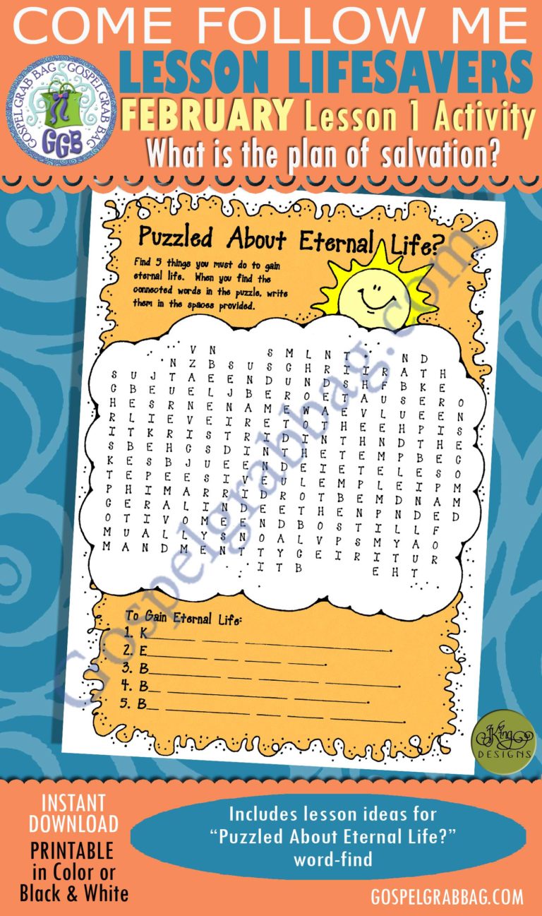 PLAN OF SALVATION - ETERNAL LIFE, LDS Lesson Activity: Puzzled About ...