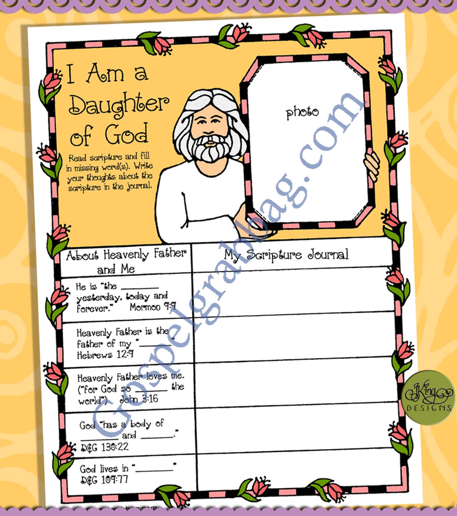 GODHEAD: LDS Lesson Activity "I Am a Daughter of God" Scripture Journal ...