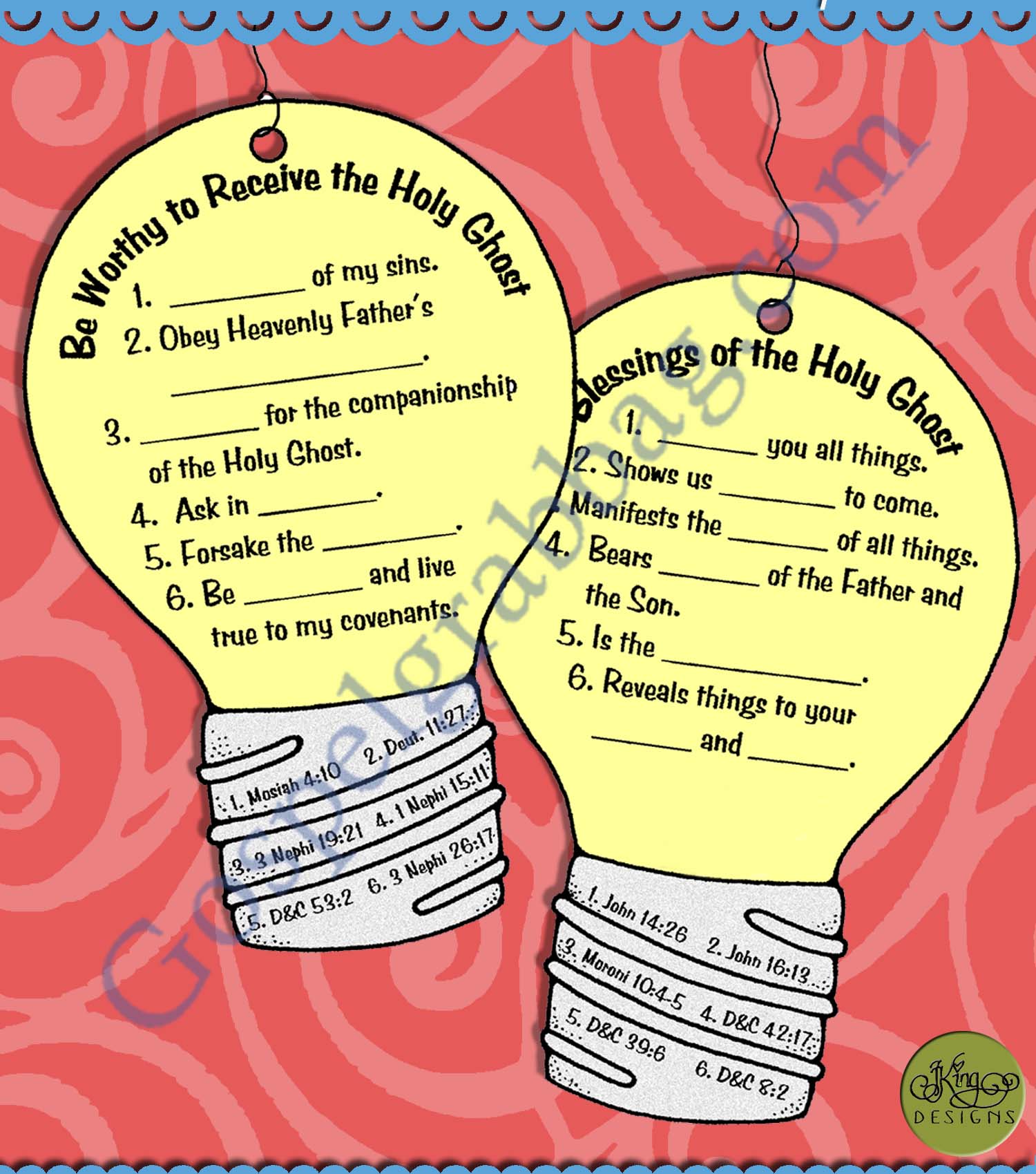 HOLY GHOST - Godhead: LDS Lesson Activity - Light of the Holy Ghost ...