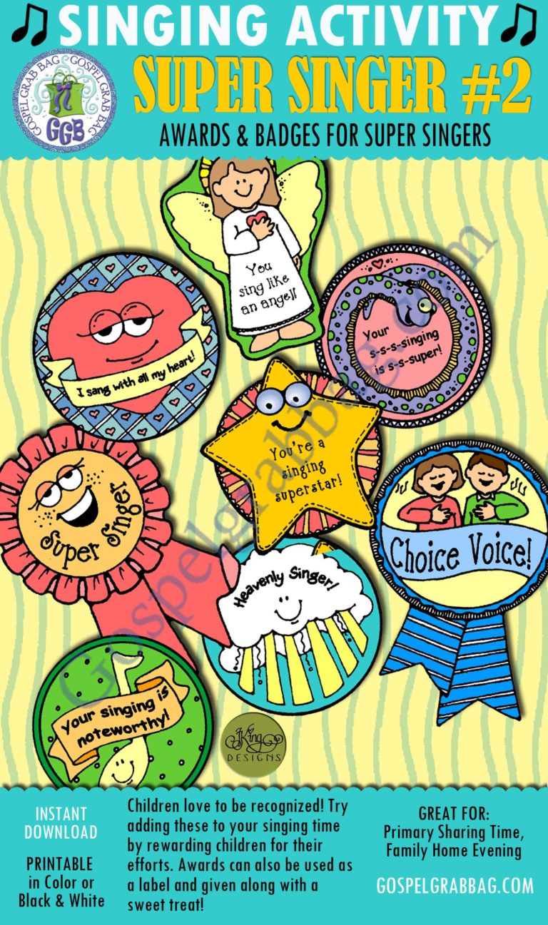 LDS Primary Singing Time, Fun Song Activities, Awards, Badges, & Treat ...