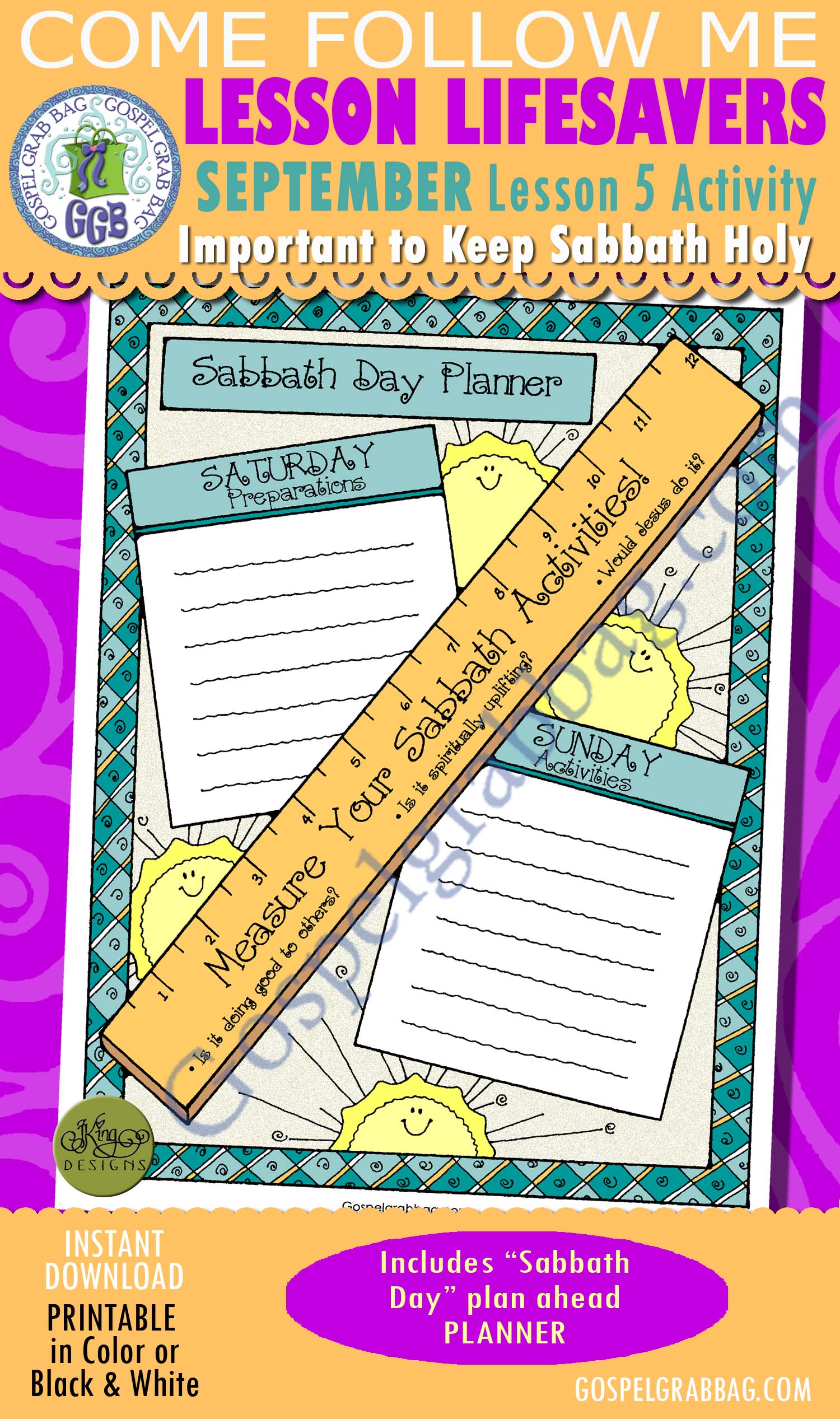 SABBATH DAY Activity: Sabbath Day Planner - Gospel Grab Bag