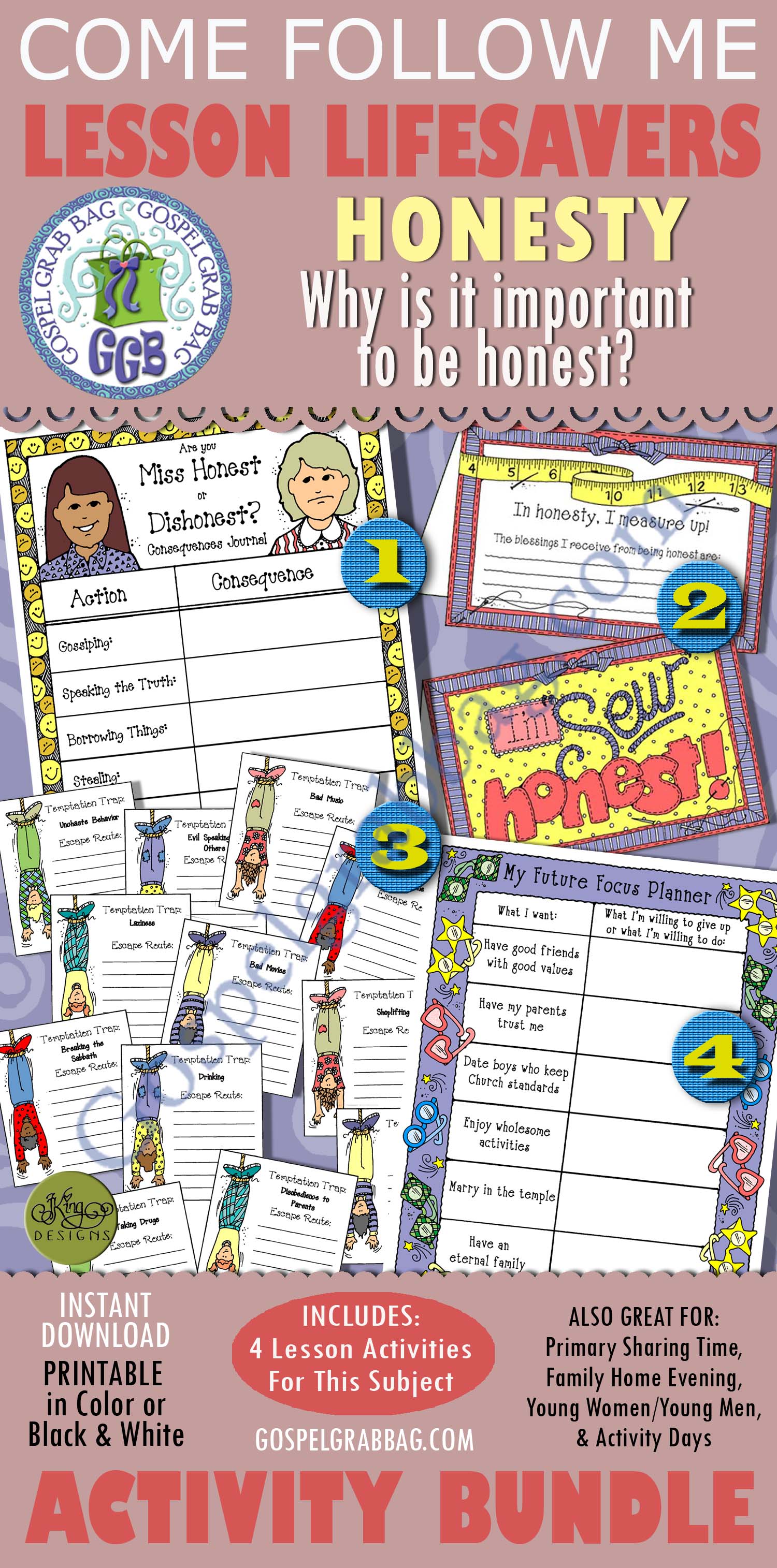 HONESTY Activities for Teens / Young Women CFM.SEP.6.1-4 - Gospel Grab Bag