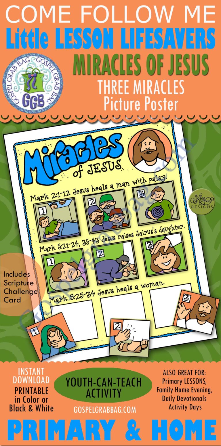 MIRACLES OF JESUS Activity: Three Miracles Picture Poster for Come ...
