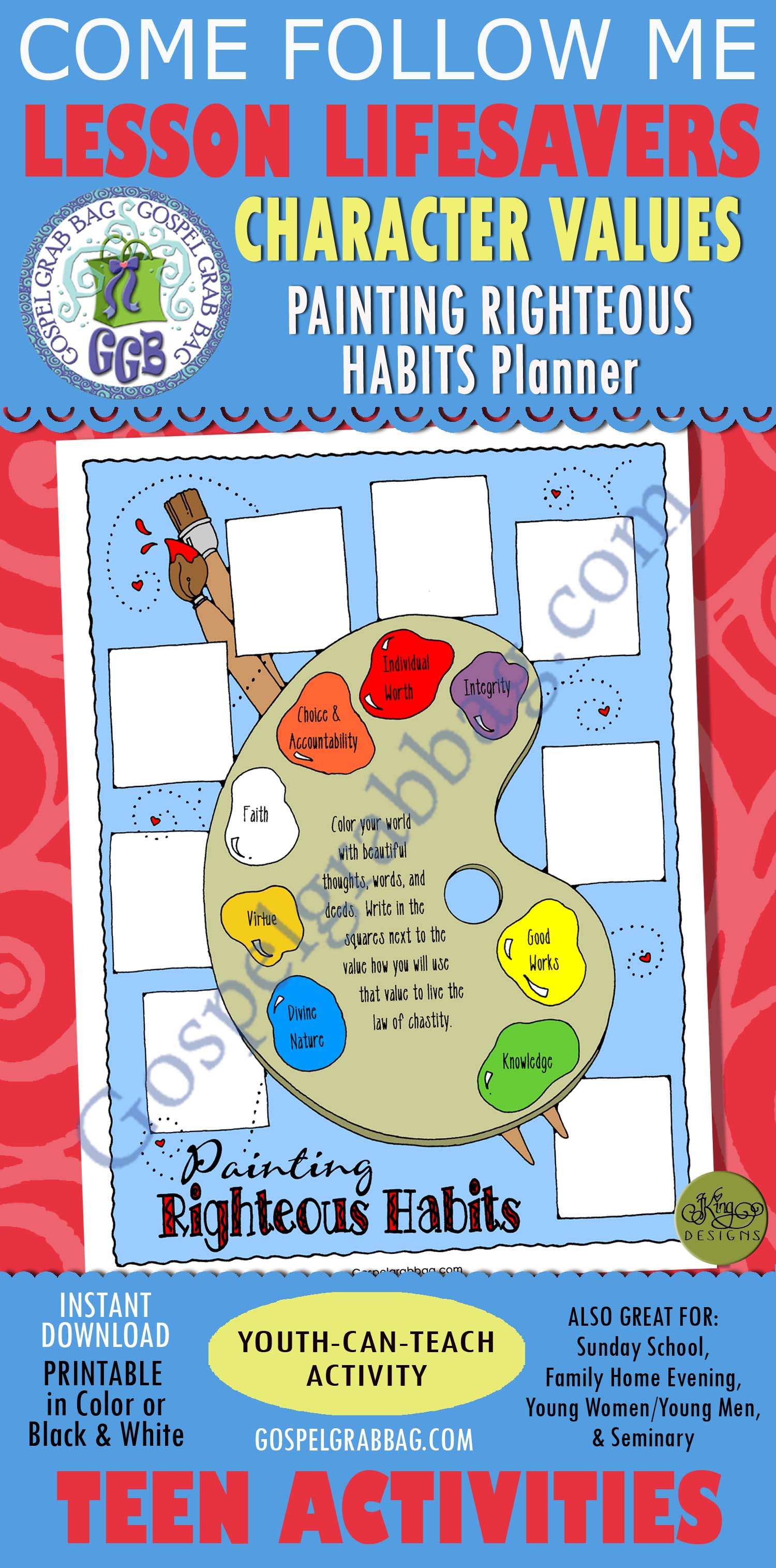 Chastity/Virtue, Values/Habits: LDS Lesson Activity - Painting ...