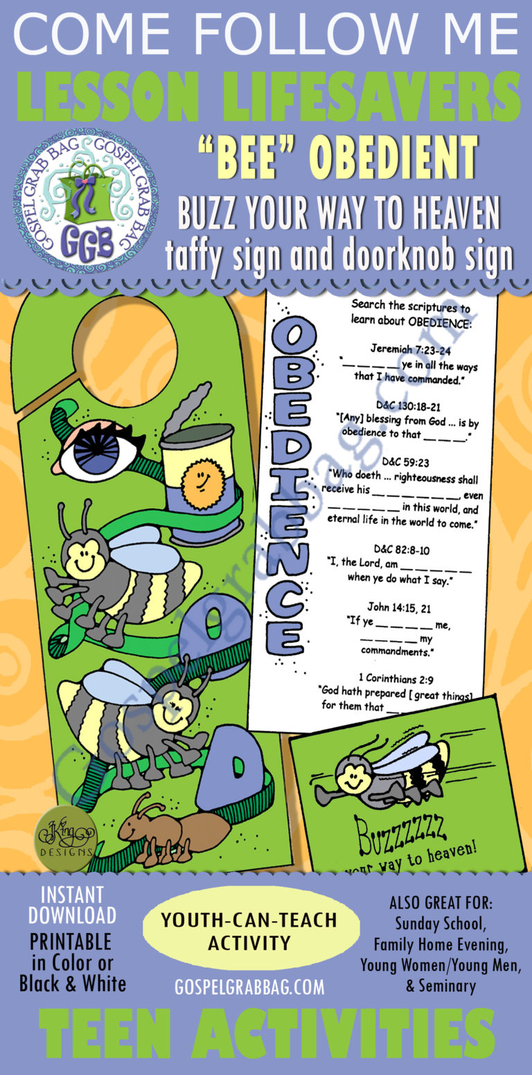 Obedience - Blessings: LDS Lesson Activity - I Can "Bee" O-bee-d-ant ...