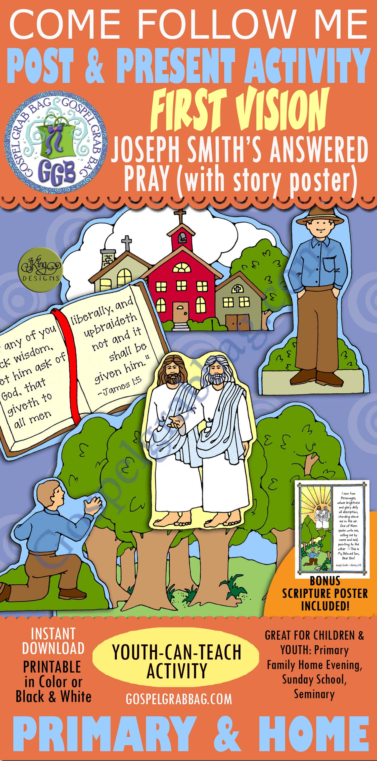 First Vision: Scripture Poster, Joseph Smith History 1:17, LDS Lesson ...