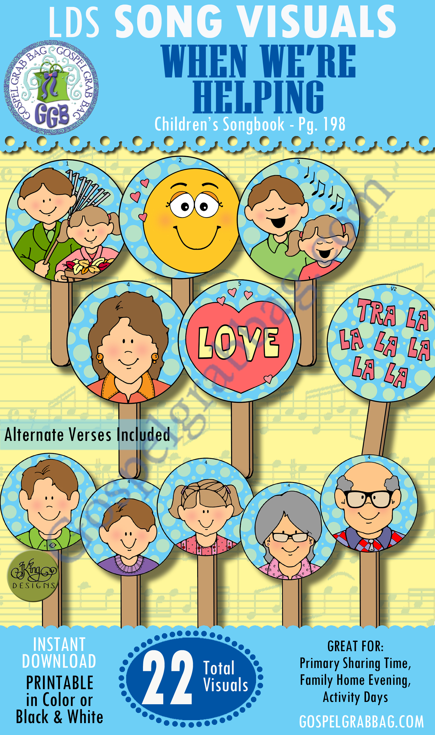 SERVICE Song Visuals "When We're Helping" Primary, Nursery, Family Home ...