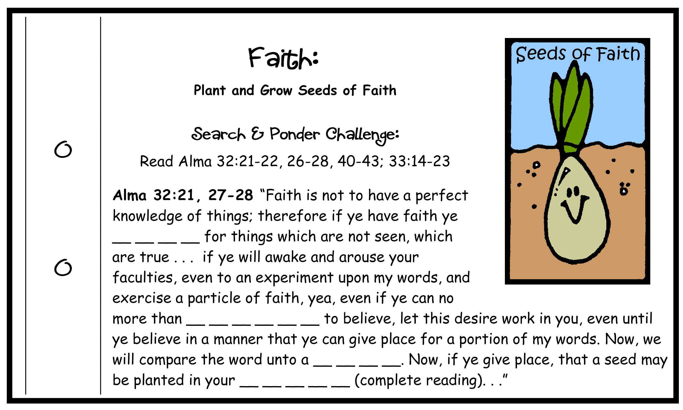 FAITH - TESTIMONY Lesson Lifesaver Activity: Plant and Grow, Seeds of ...